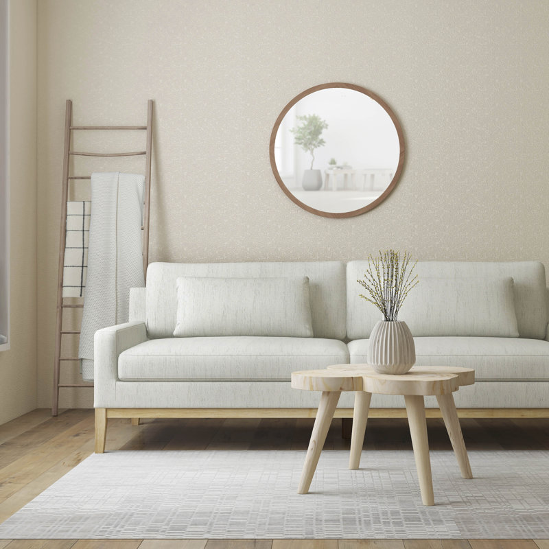 Latitude Run® Neutral Wood Brown 32" Round Mirror - 32" x 32" x 1 ...