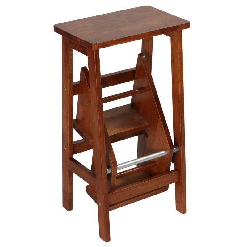 Millwood Pines Corlyn 2 - Step Wood Folding Step Stool & Reviews | Wayfair