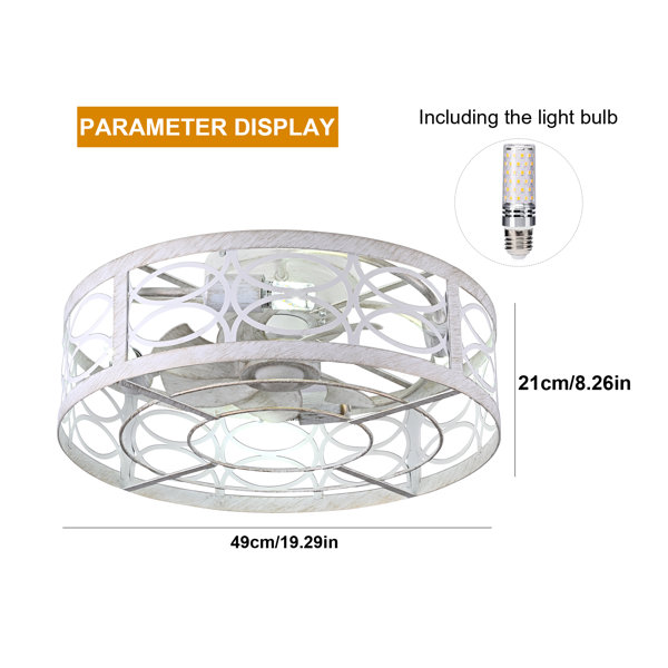 Gracie Oaks Zailey 19.29" Farmhouse Caged Ceiling Fan with Remote ...