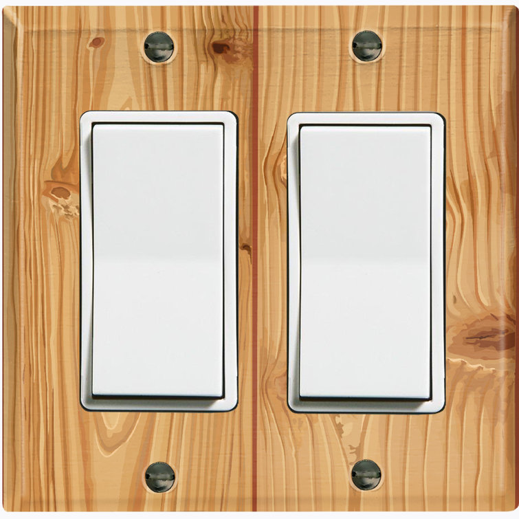 WorldAcc Metal Light Switch Plate Outlet Cover (Biege Wood Print ...