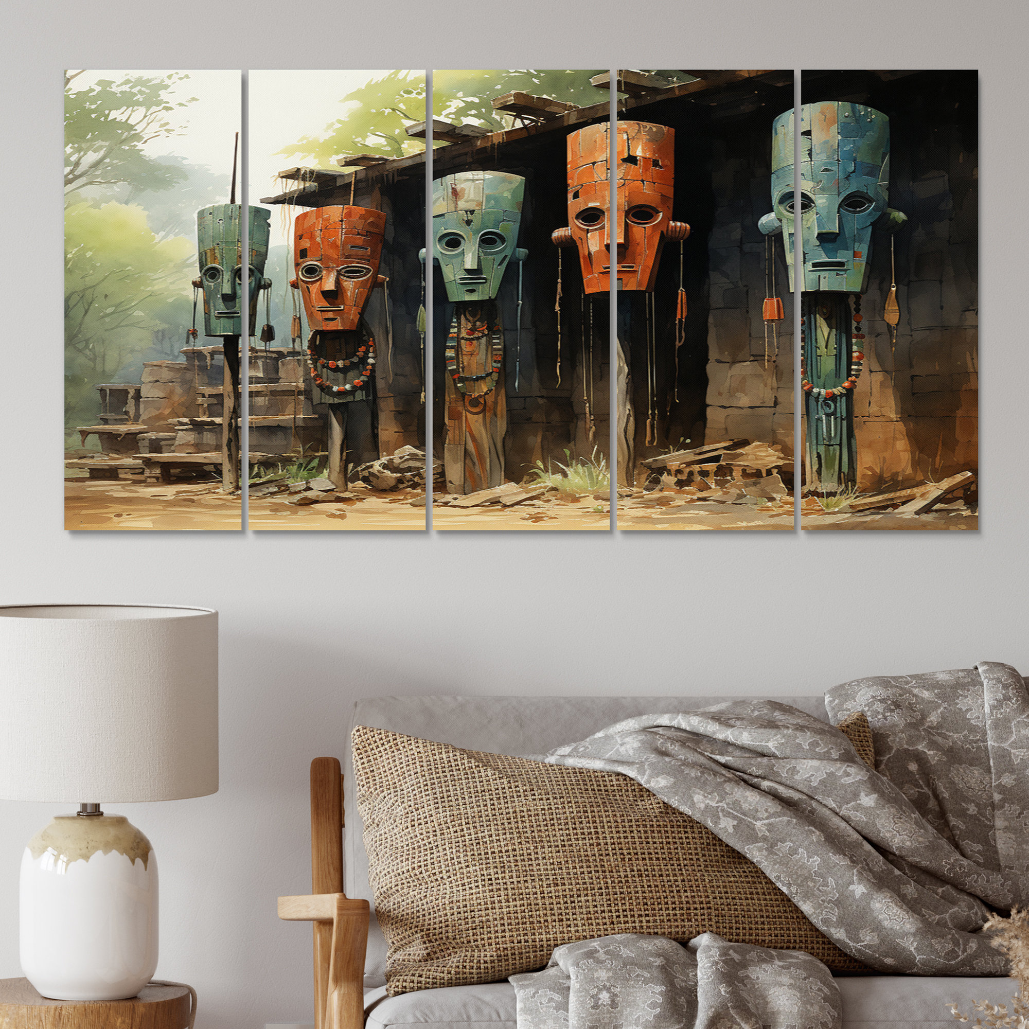 Design Art African Tribes Dogon Mask II - African Tribes Metal Wall Art ...