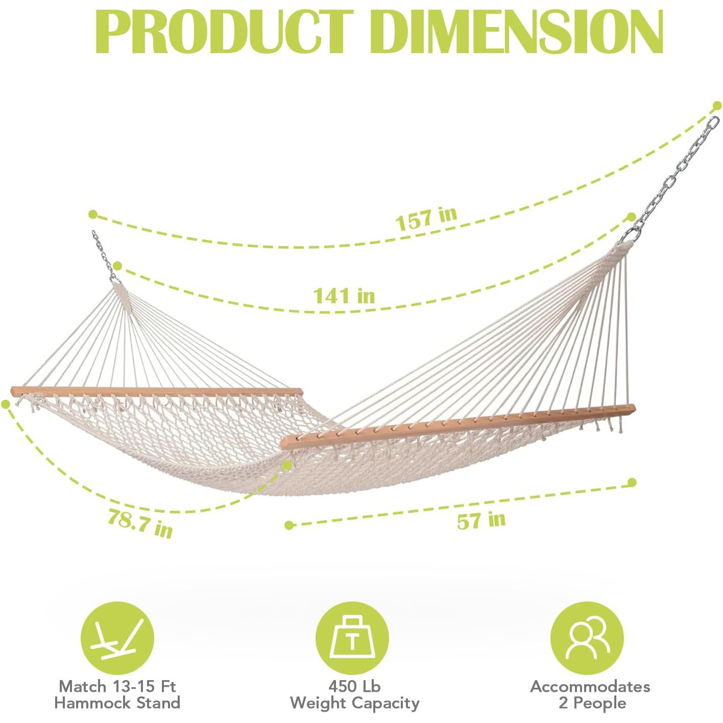 Arlmont & Co. Double Rope Hammock, 2 Person Traditional Outdoor Hand ...