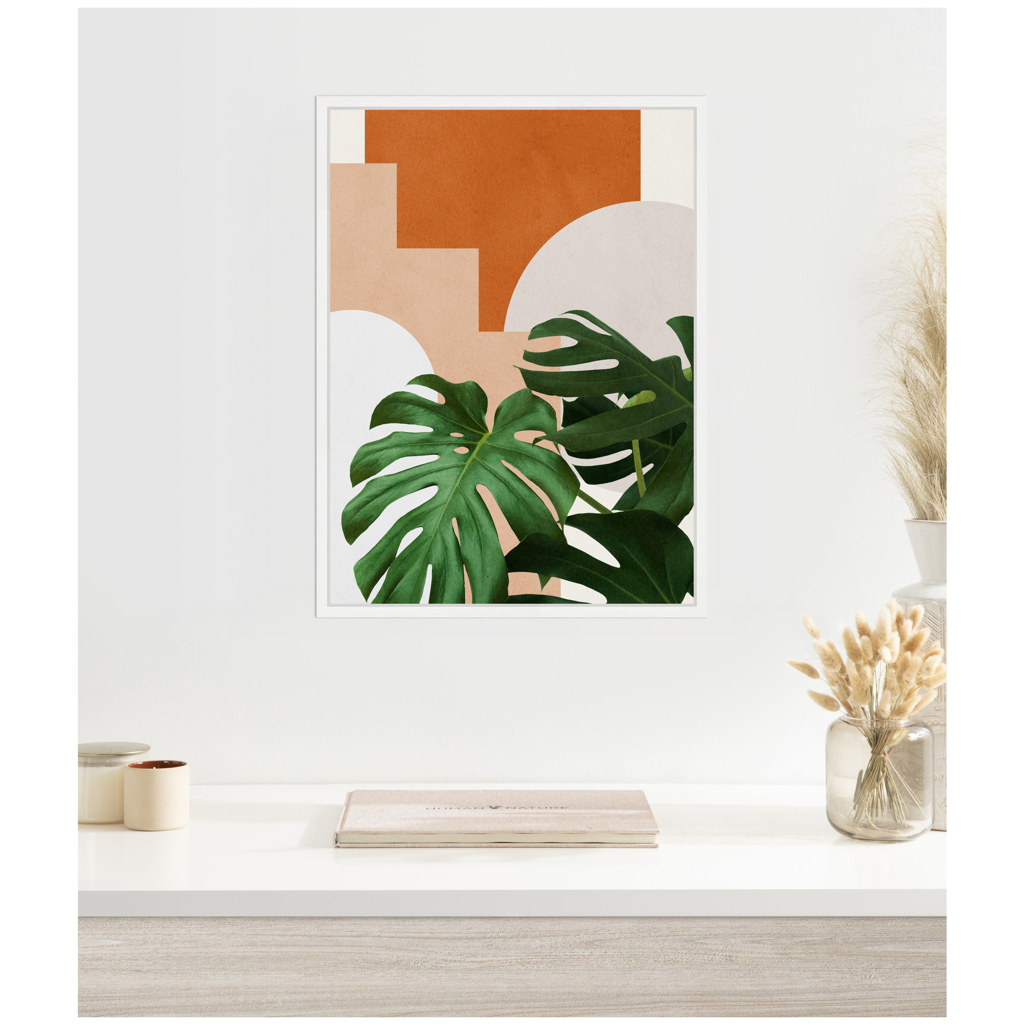 Trinx Abstract Botanical 2 Leaves by July Art Prints Framed Canvas Wall ...