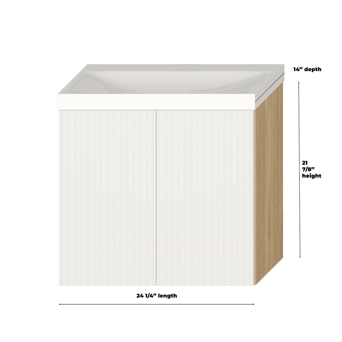 Distinct Kitchen and Bath TENOR 24" Wall-Mount Bathroom Vanity with ...