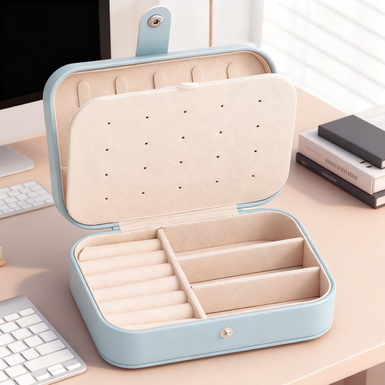 Latitude Run® Premium Leather Travel Jewellery Organizer Box For Rings ...