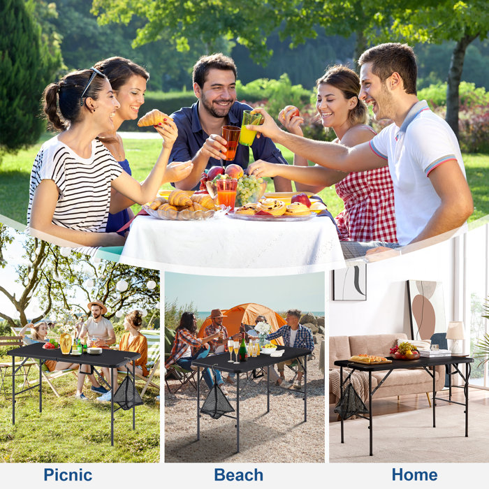 Arlmont & Co. Reahna Camping Table Bi-Folding Table Portable Foldable ...