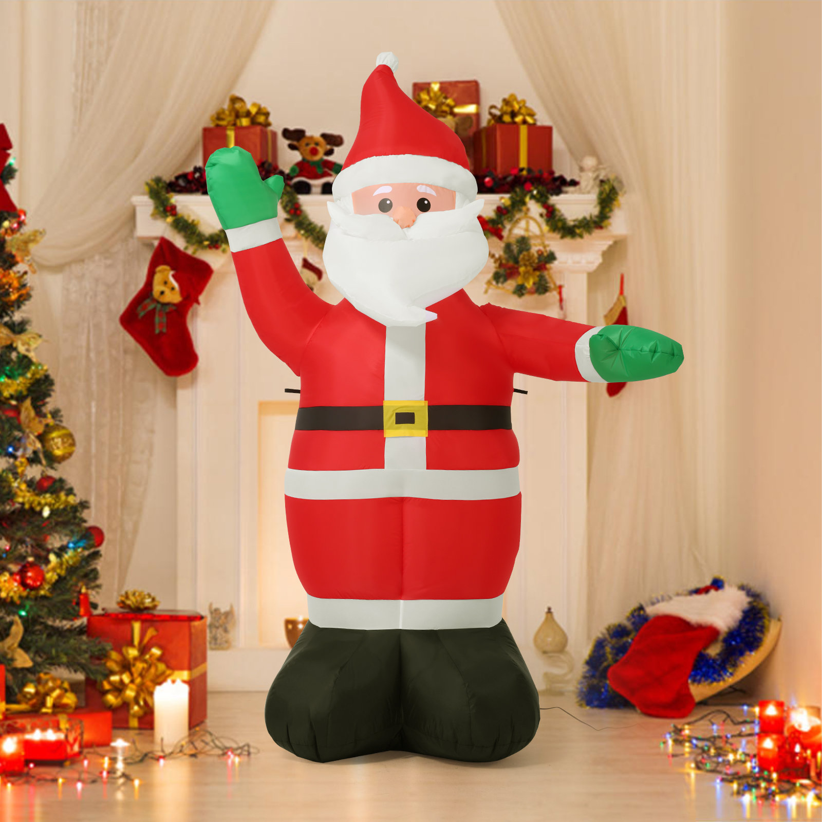 The Holiday Aisle® 6.2 FT Waterproof Christmas Inflatables Santa Claus ...