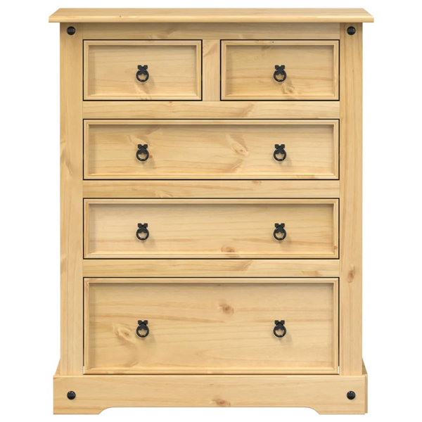 August Grove Corona Solid Wood Pine Chest Of Drawers 92X48x114 Cm ...