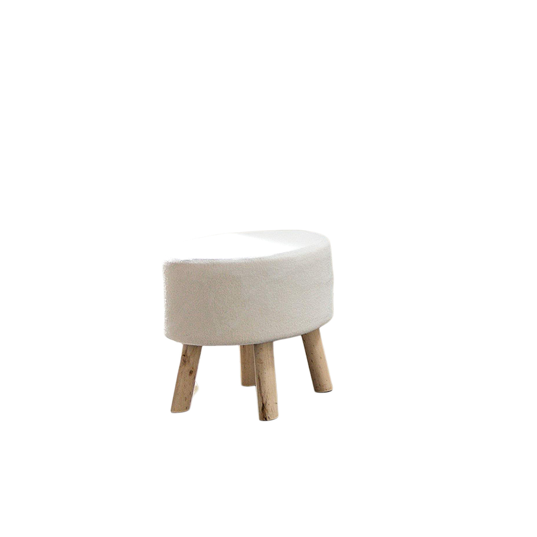 George Oliver Of 2Pc Contemporary White / Natural Footstool With Foam ...