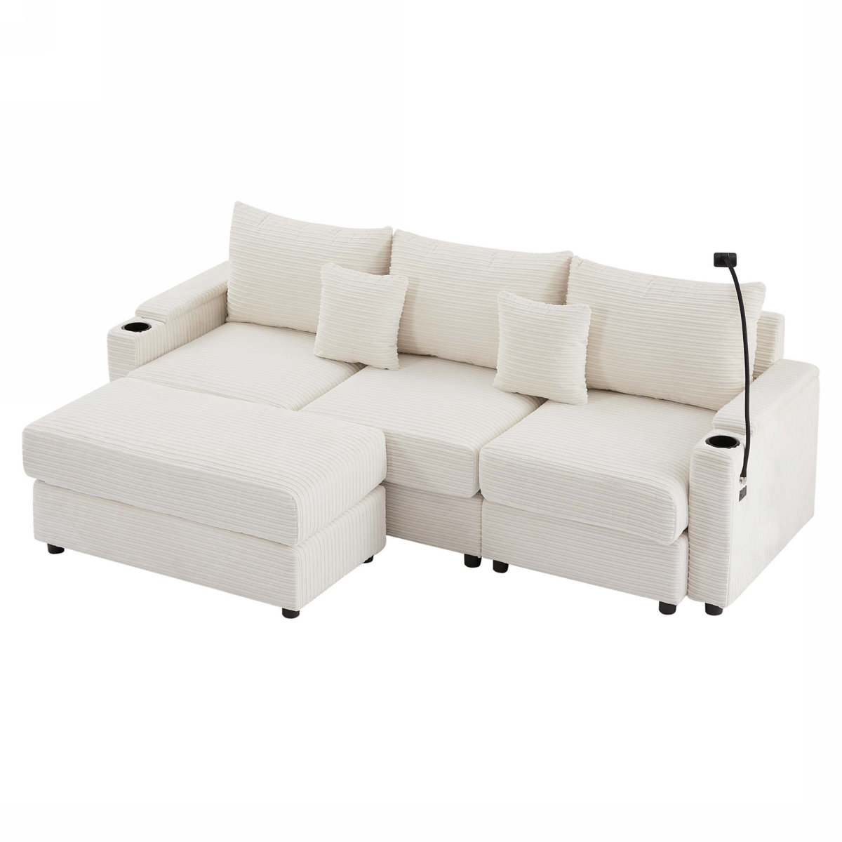 Latitude Run® Modern Corduroy Modular Sofa Sectional With Ottoman | Wayfair