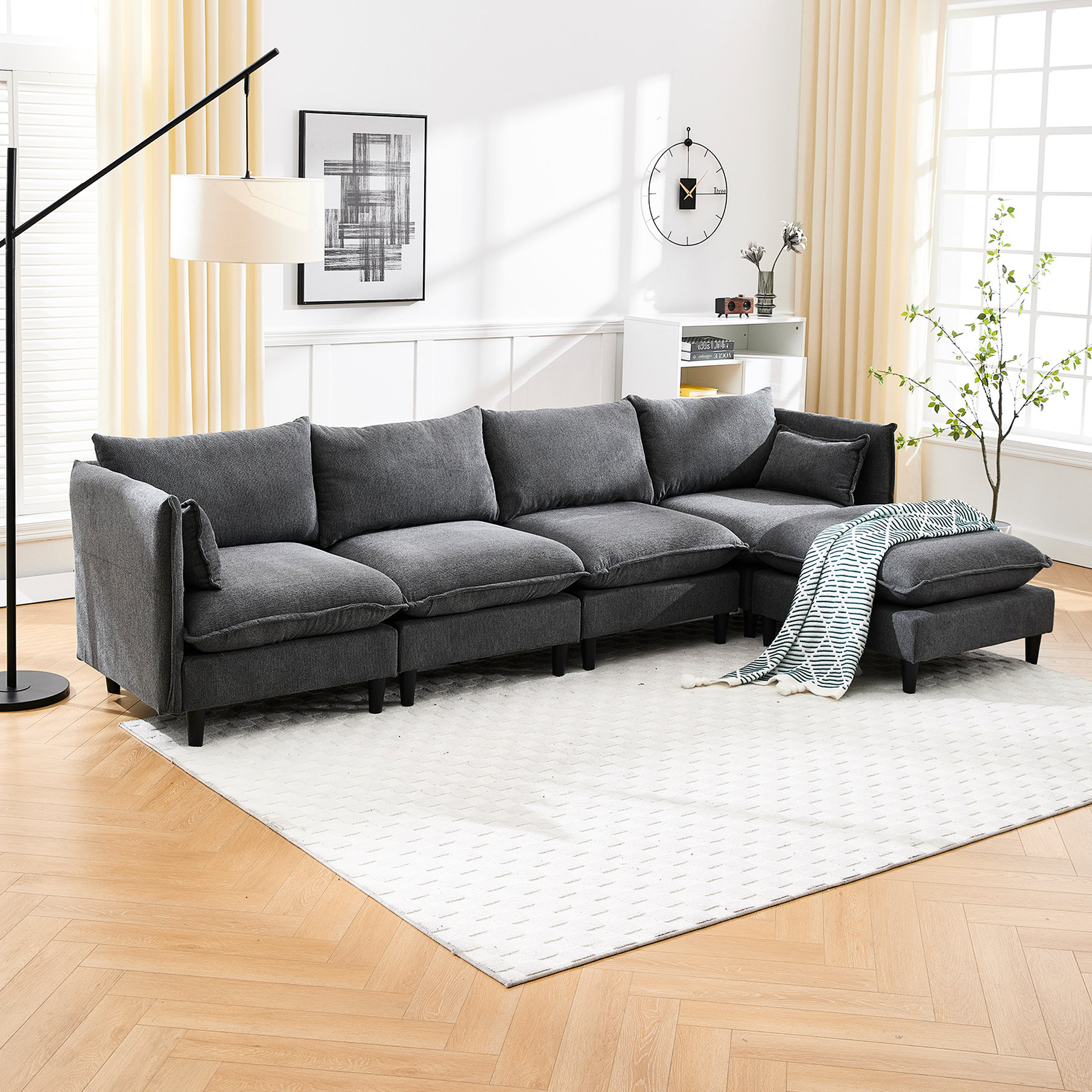 George Oliver Dark Grey Comfy Couch - Thick Padding And Fabric 4 ...