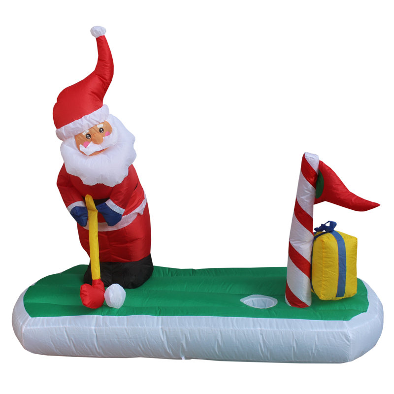 The Holiday Aisle® 5 Foot Long Lighted Christmas Inflatable Santa Claus ...