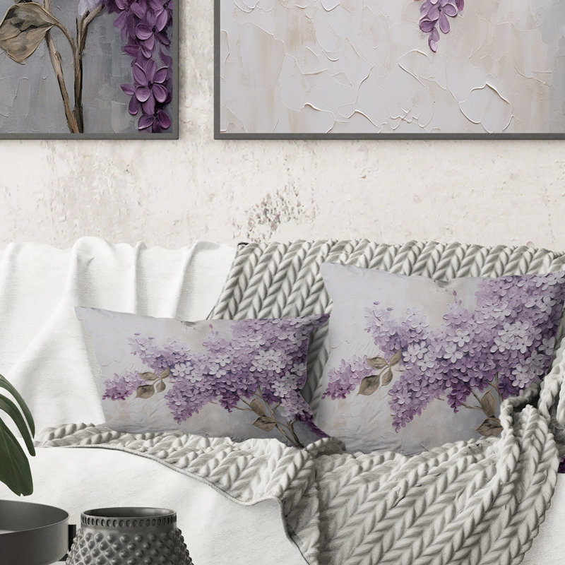 Design Art Beautiful Lilac Dreamscape - Lilacs Printed Throw Pillow ...