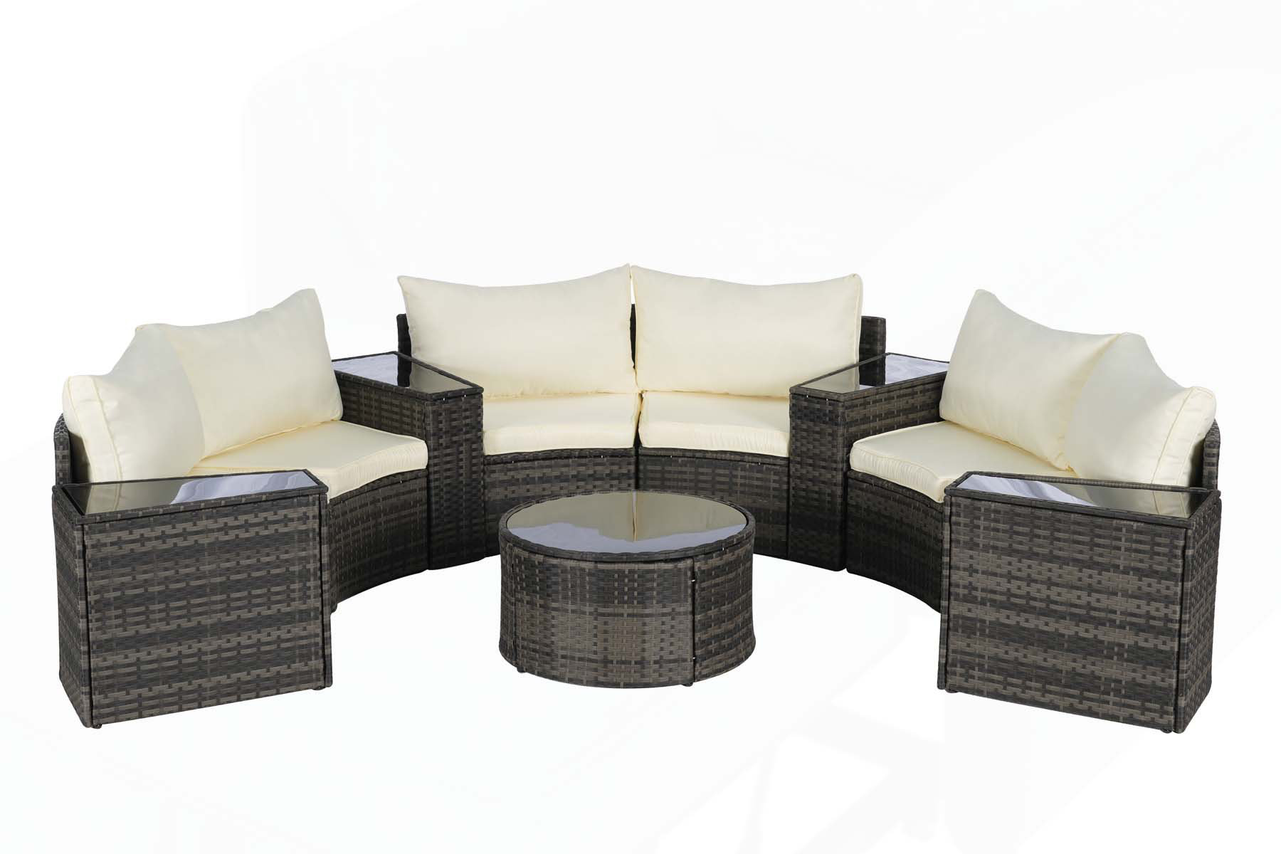 Latitude Run® Outstanding Half-Moon Patio Furniture Set with Tempered ...