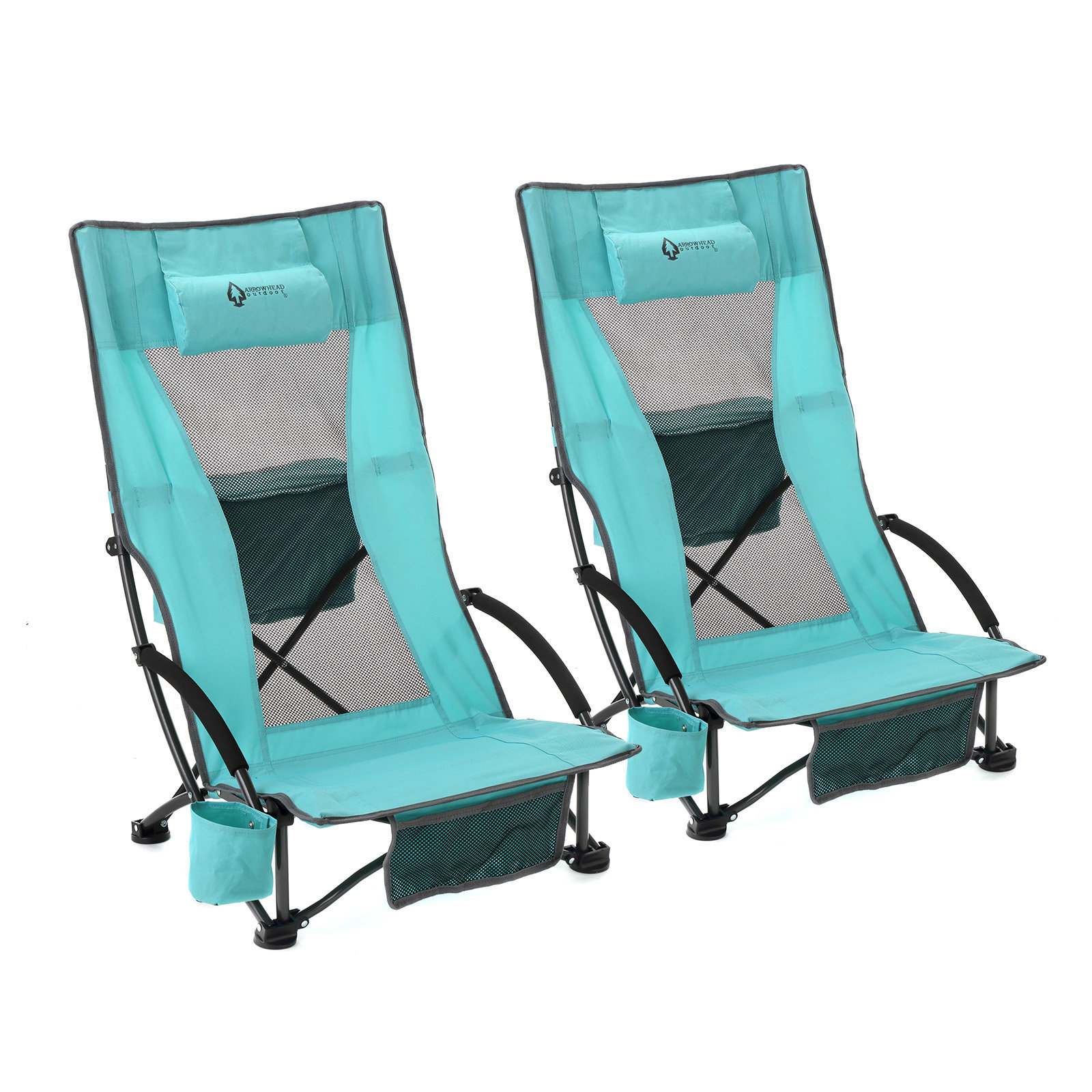 ARROWHEAD Outdoor 2-pack Folding Beach Chair with Headrest | Wayfair