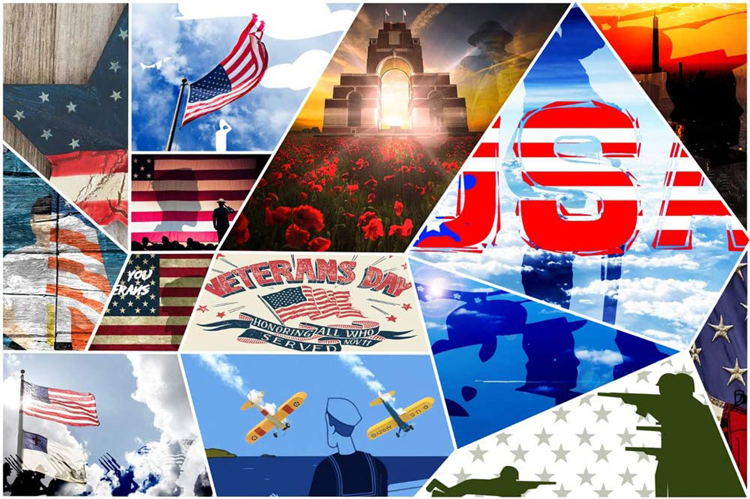 IDEA4WALL Us Flag Collage Paintable Wall Mural | Wayfair