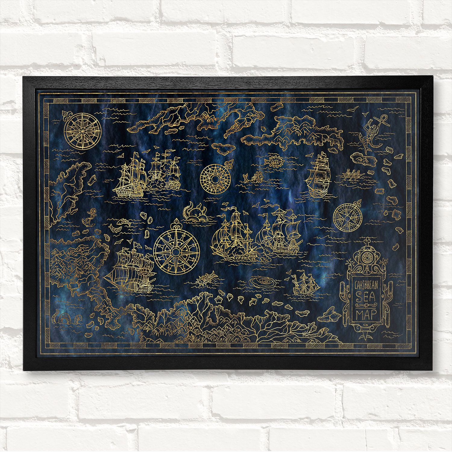 Latitude Vive The Pirate Authentic Map - Closed Corner Frame Art Prints ...