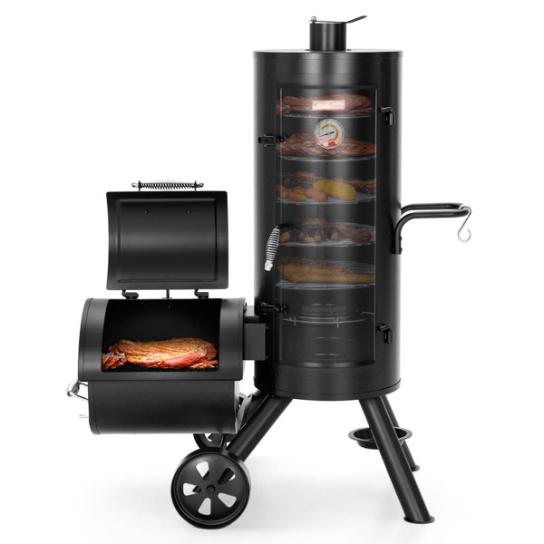Alphamarts Professional Vertical Smoker Grill - 5 Racks, Side Chamber ...