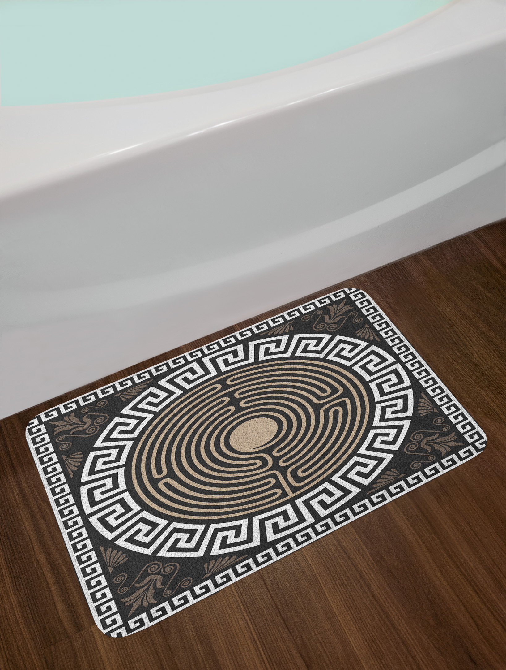 East Urban Home Ambesonne Greek Key Bath Mat by, Yellow and Labyrinth ...