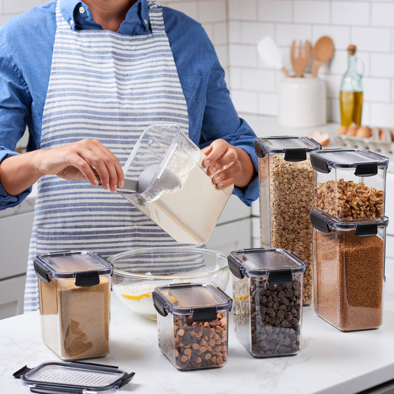 DWËLLZA KITCHEN 7 PC Clear Airtight Food Storage Containers with Labels ...