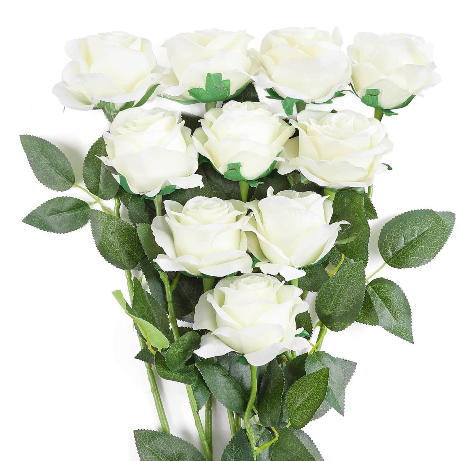 Primrue 10Pcs Artificial Roses Flowers, Realistic Blossom Roses, Real ...