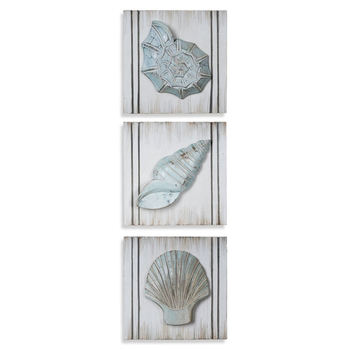 Rosecliff Heights 3 Piece Shell Plaque Wood Wall Décor Set & Reviews ...