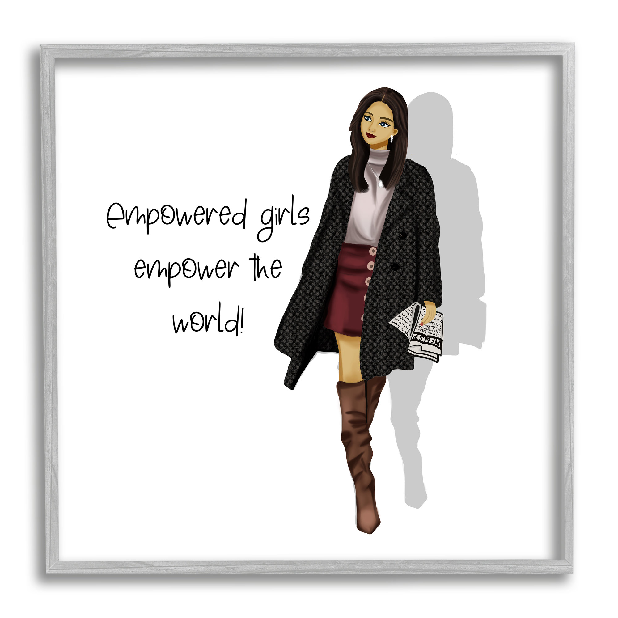 Stupell Industries Empowered Girls Phrase Framed Giclee Art by Saba ...