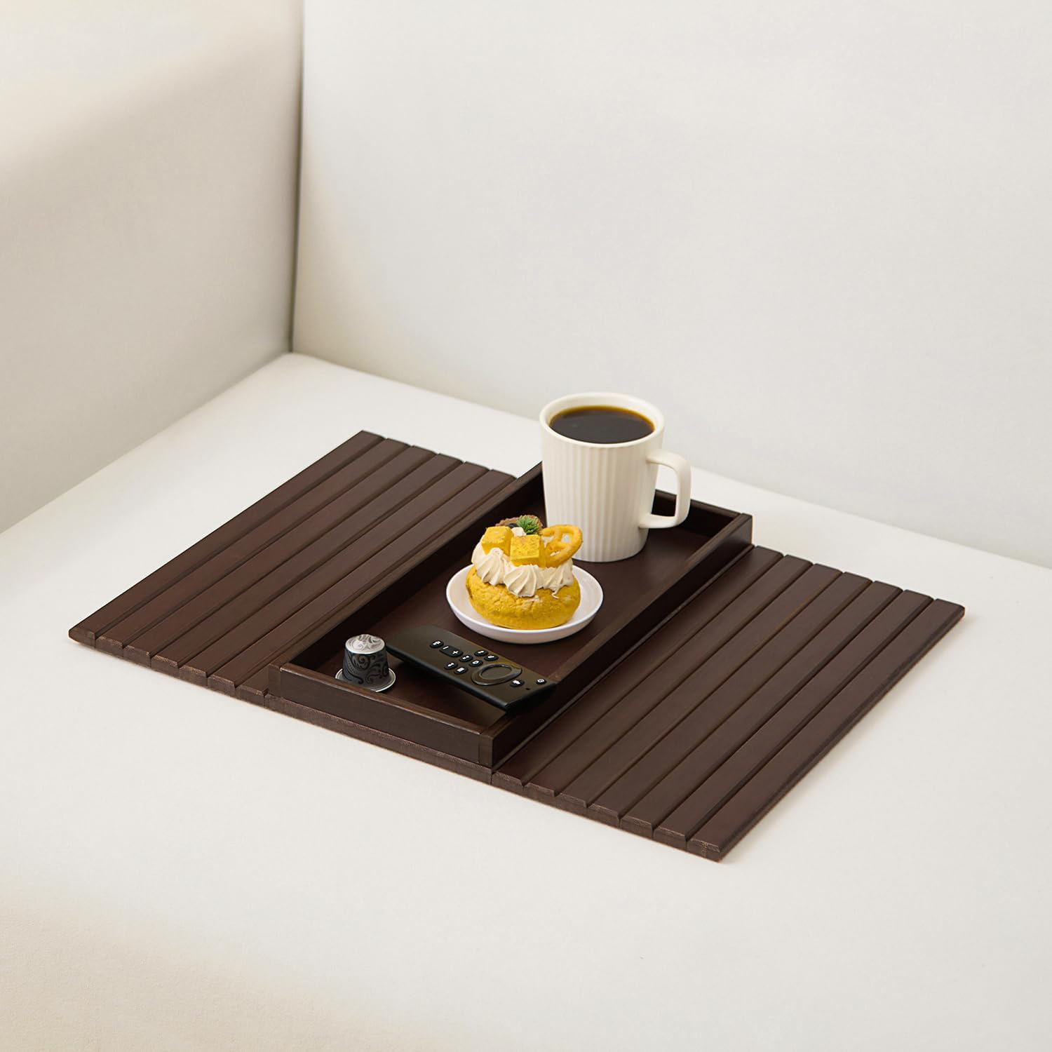 Hokku Designs Bamboo Couch Arm Tray Table,Foldable Sofa Armrest Tray ...