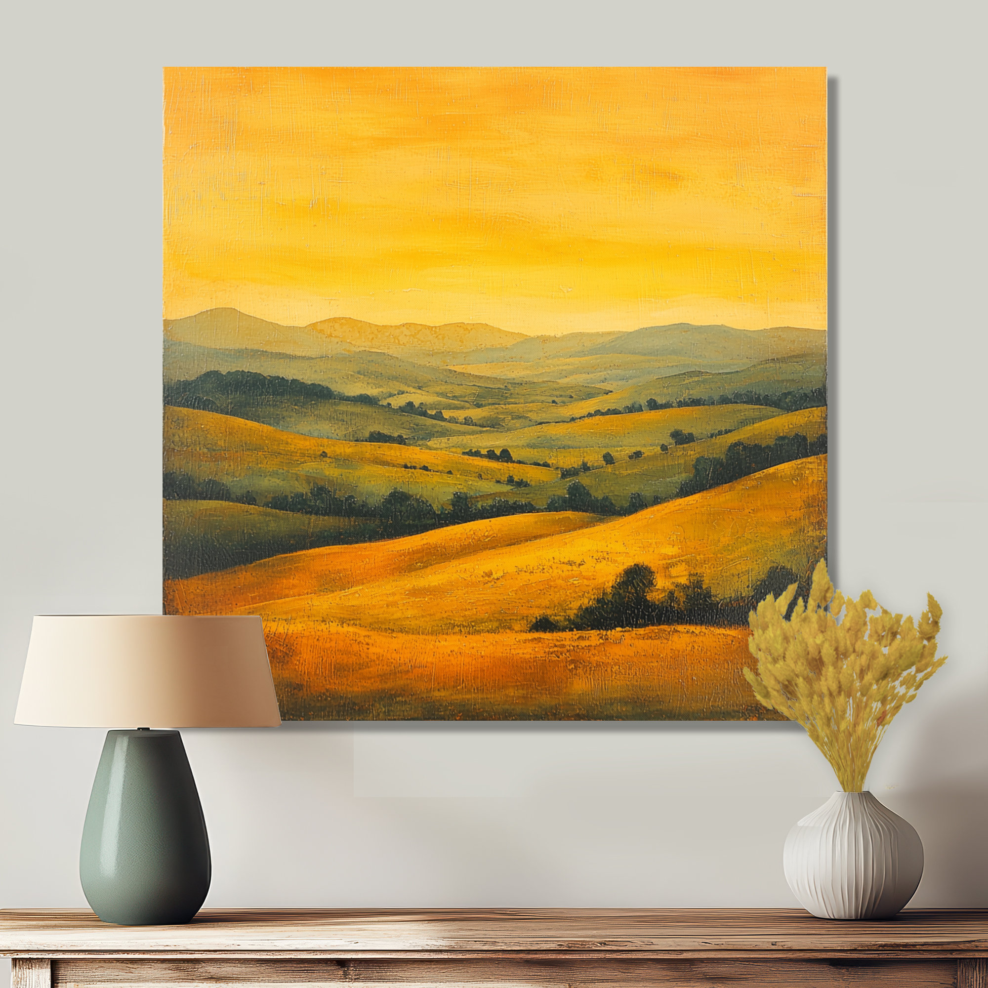 Millwood Pines Countryside Golden Hour Over The Hills I - Countryside ...