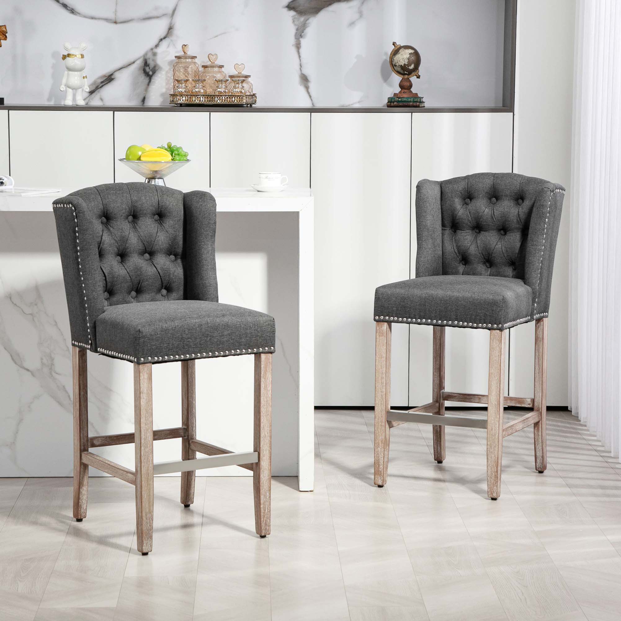 Rosalind Wheeler Counter Height Bar Stools Set Of 2, Seat Height ...