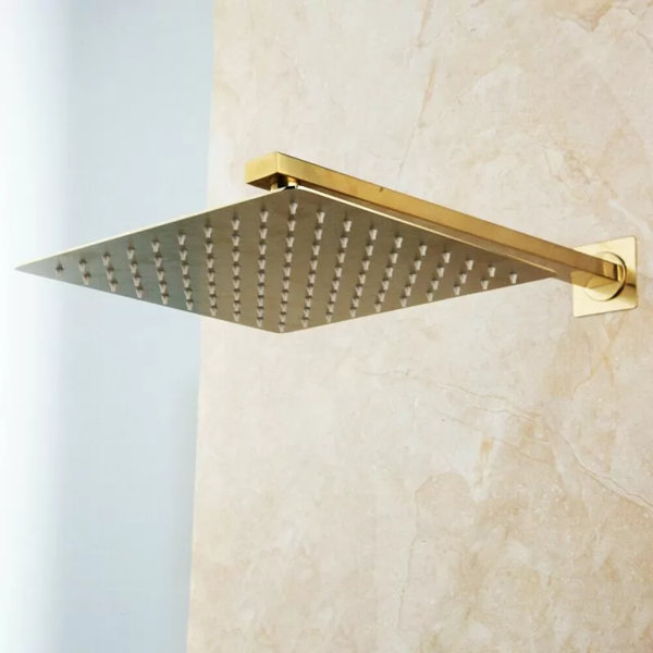 Juno Showers 12-Inch Wall Mount Square Rain Shower Head in Gold Finish ...