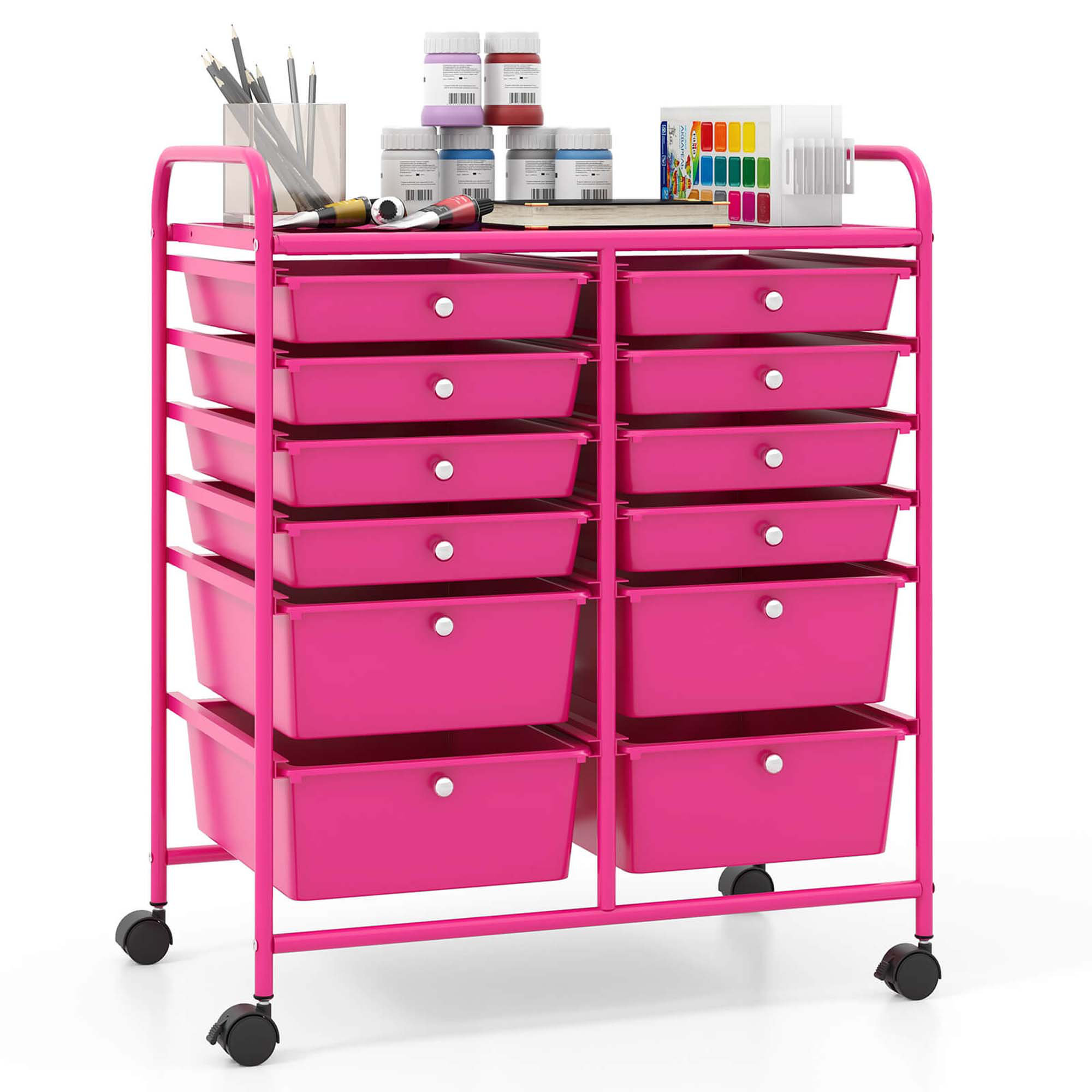 Rebrilliant 12-drawer Rolling Storage Cart With 2 Sizes Plastic Drawers ...