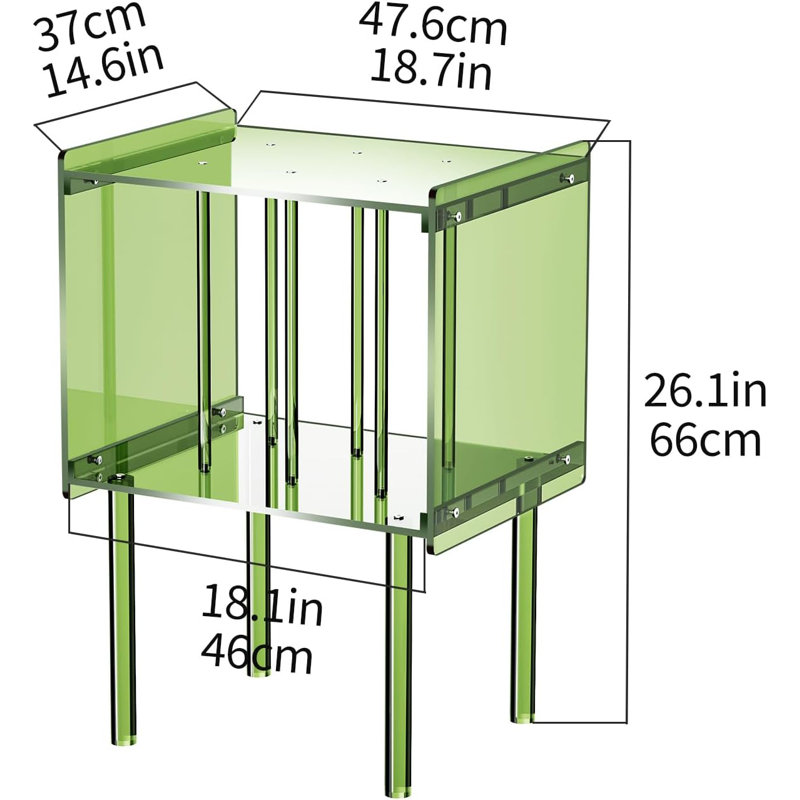 Orren Ellis Acrylic Record Player Stand With Storage - Clear Pink/Green ...