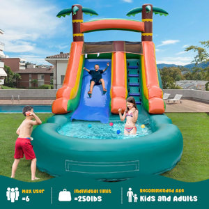 Connsann 21' x 9' Safari Inflatable Water Slide with Pool, Backyard ...