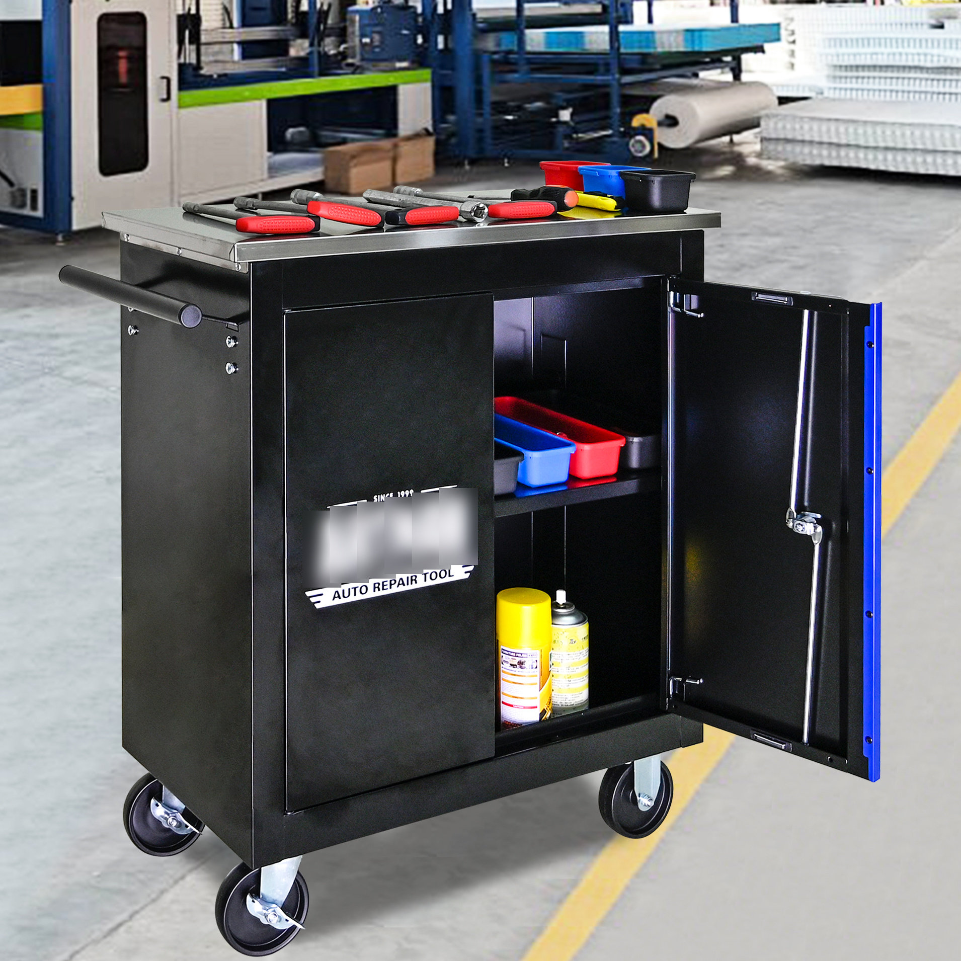 WFX Utility™ Double-Door Multi Tool Car Cabinet With 4 Steering Wheels ...