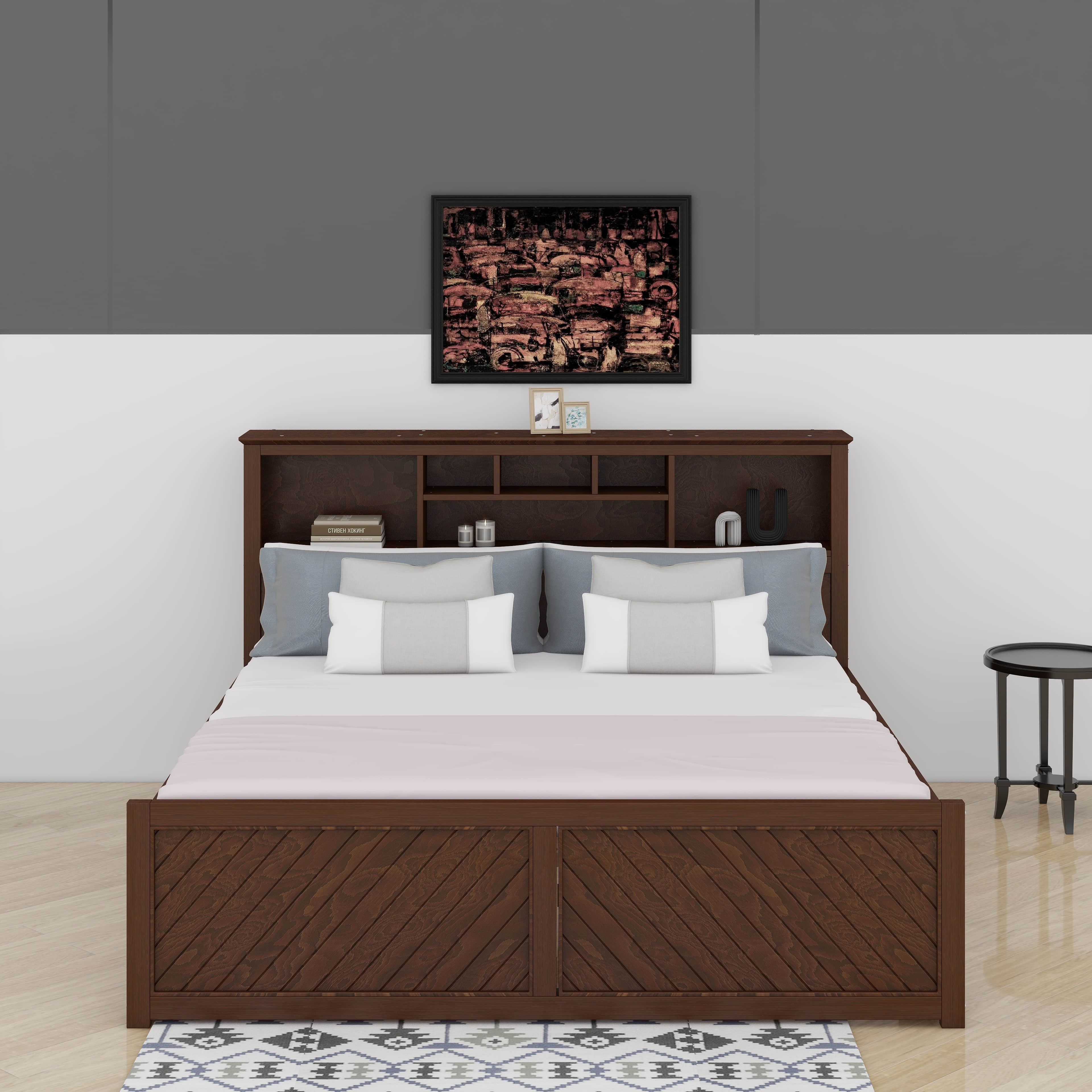 Latitude Run® King Wood Bed With Multi-Storage Headboard, USB And ...