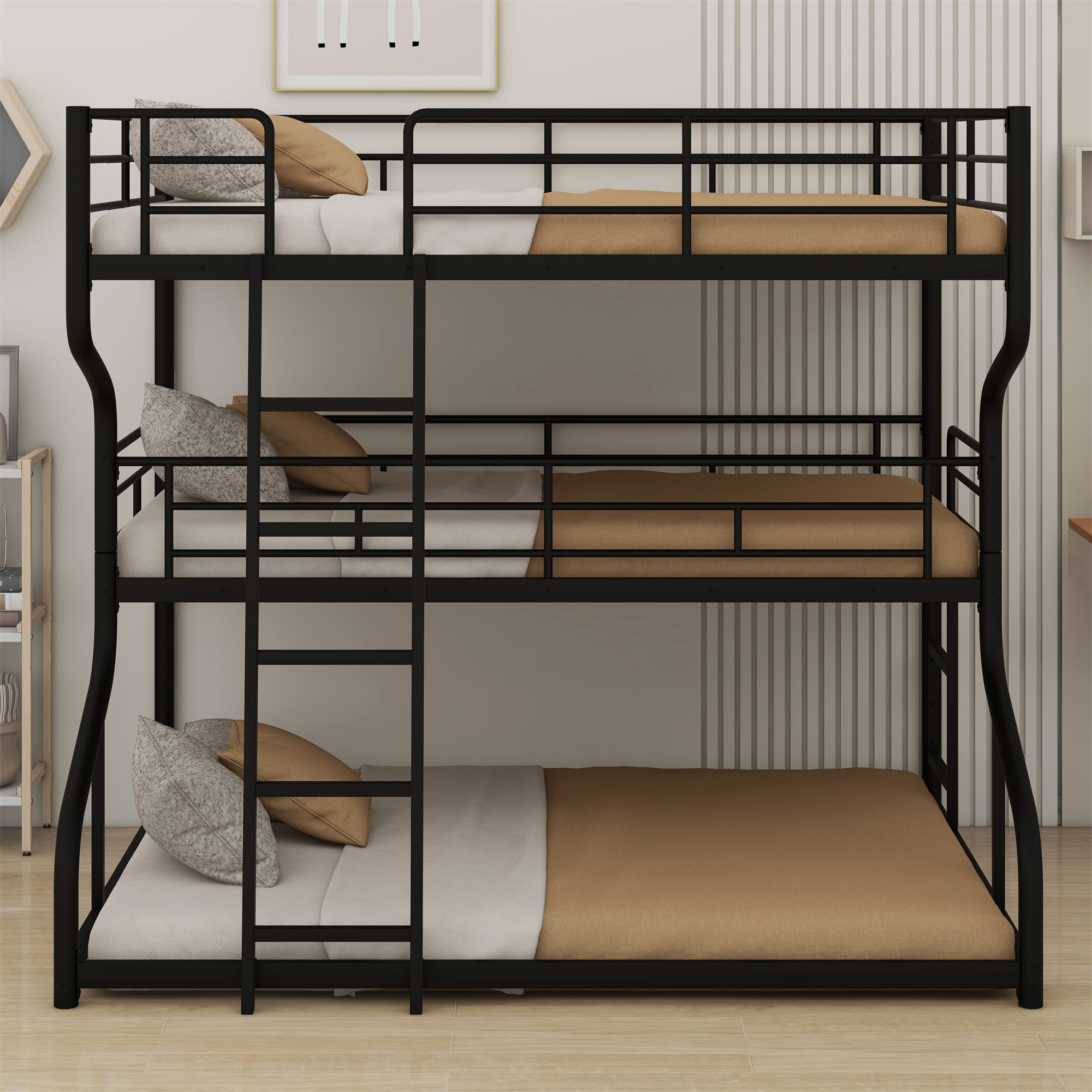 Isabelle & Max™ Triple Bunk Bed With Long And Short Ladder | Wayfair