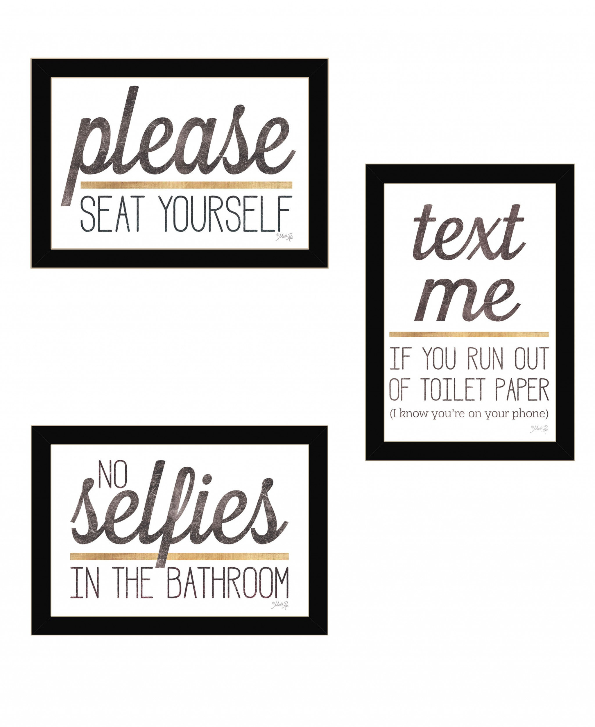 ZeaZu Set Of Three Toilet Humor Collection 3-Piece Print Wall Art | Wayfair