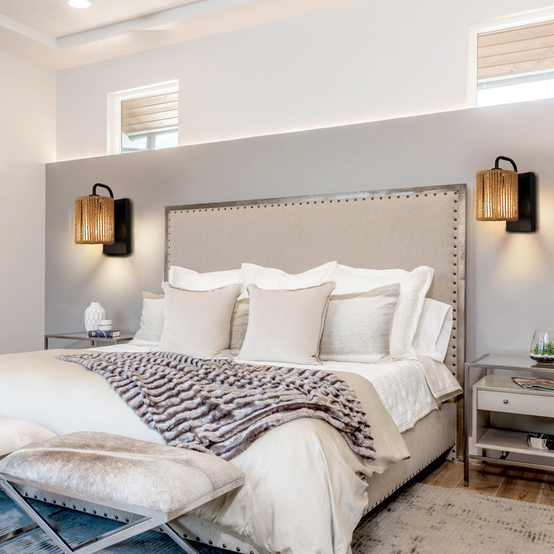 COAHAHA Woven Rattan Wall Sconce, Eco-Friendly Hemp Rope Fixture, Ideal ...