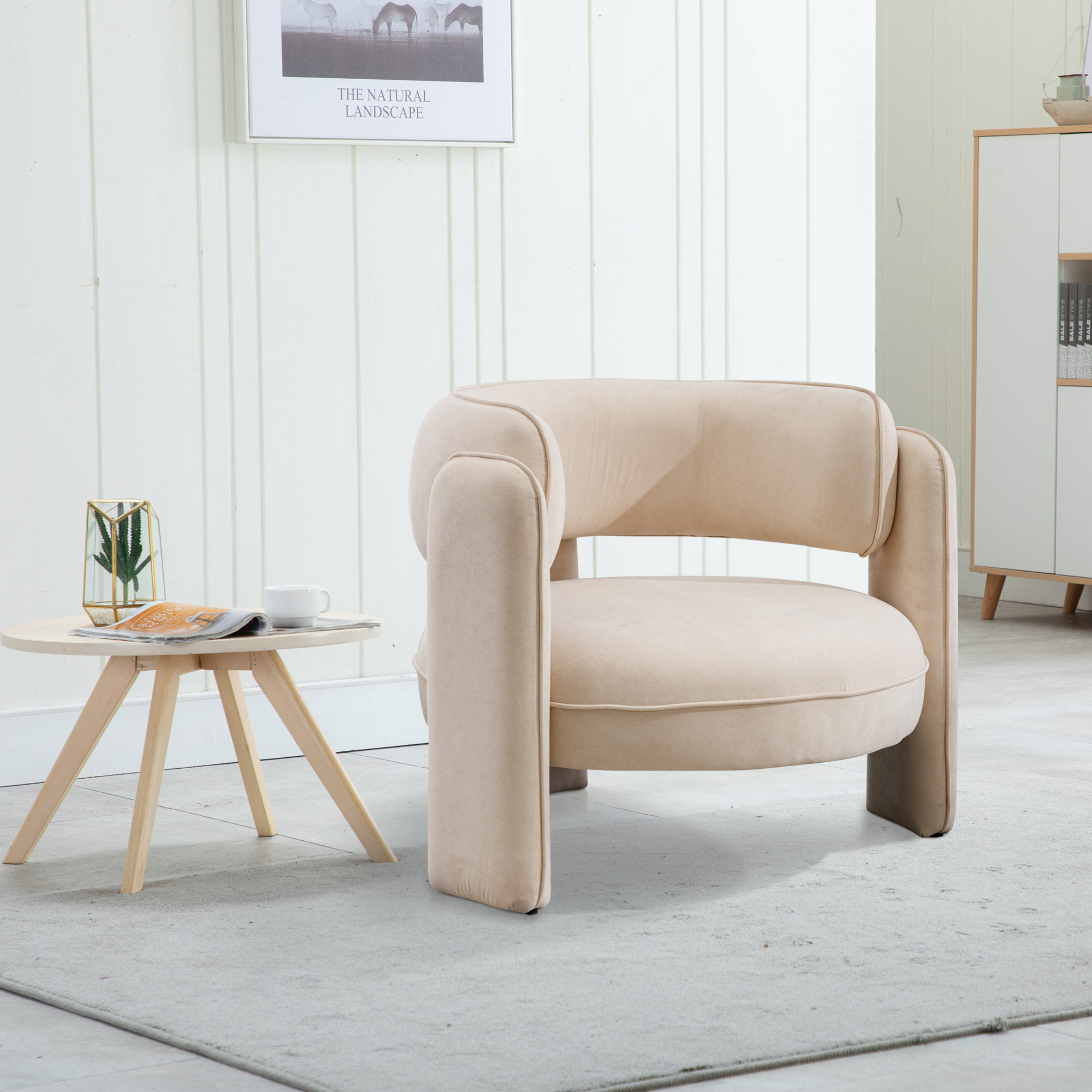 Wade Logan Aylia 35.8"Wide Super Soft Wide 3-Legs Upholstered Accent ...