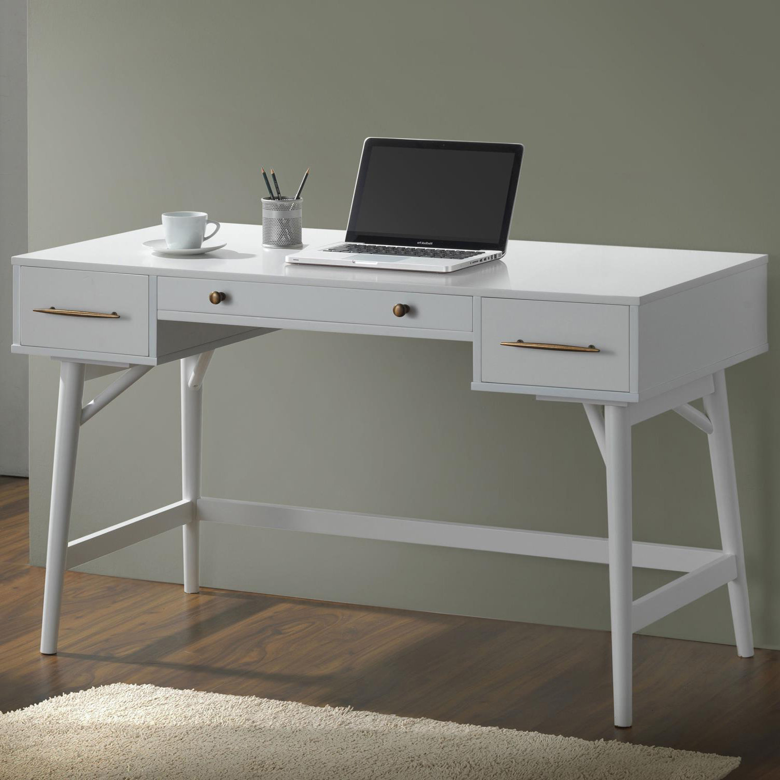 Corrigan Studio® Maleaya 46.85'' W Rectangle Writing Desk in White ...