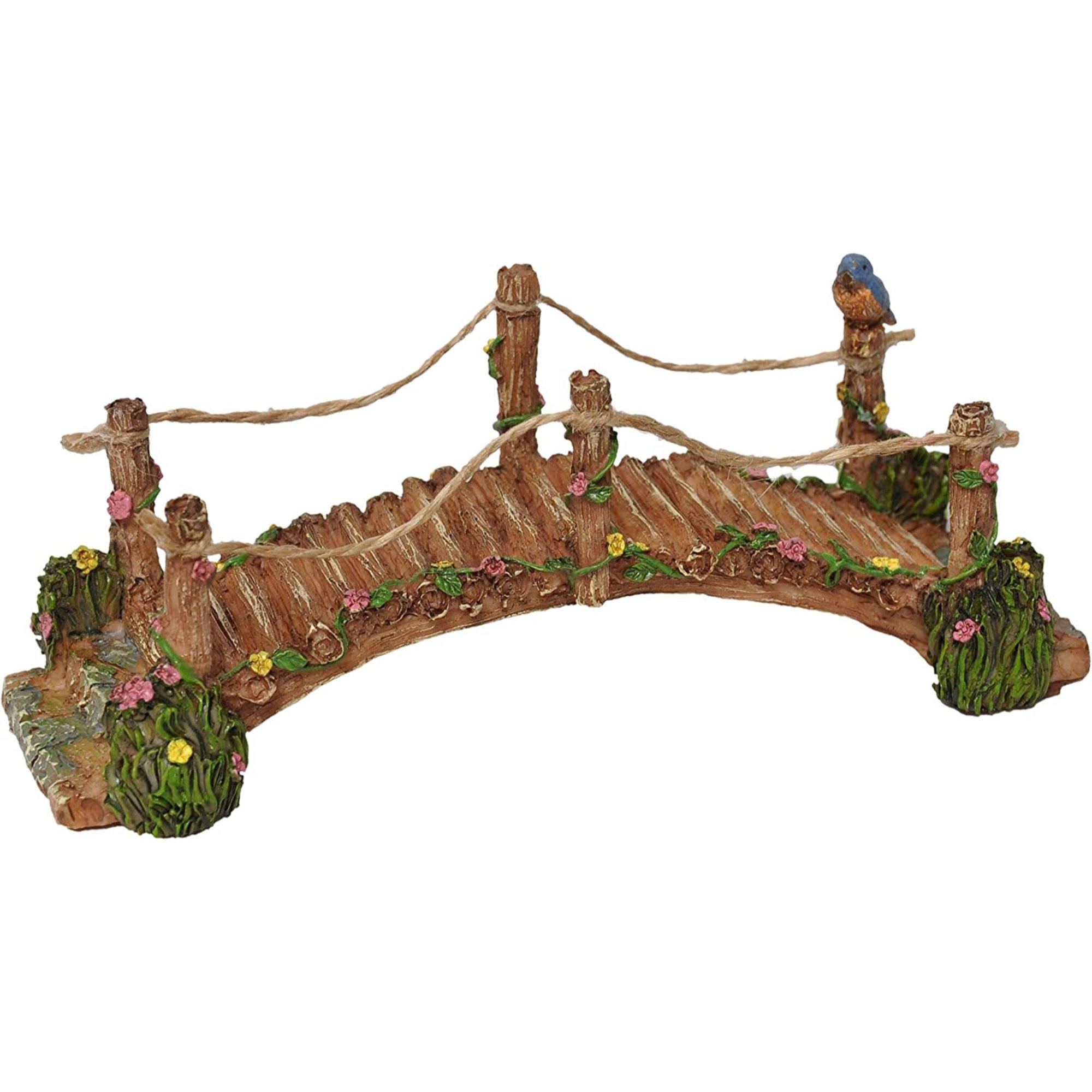 Red Barrel Studio® Ekaitz Fairy Garden Statue, Blue Bird Bridge | Wayfair