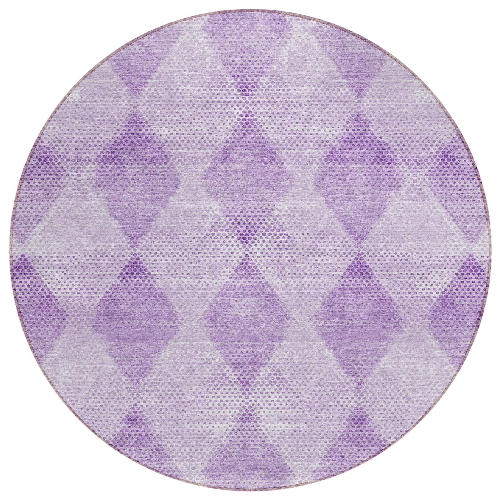 HomeRoots 8' Round Lavender Round Geometric Washable Non Skid Indoor ...