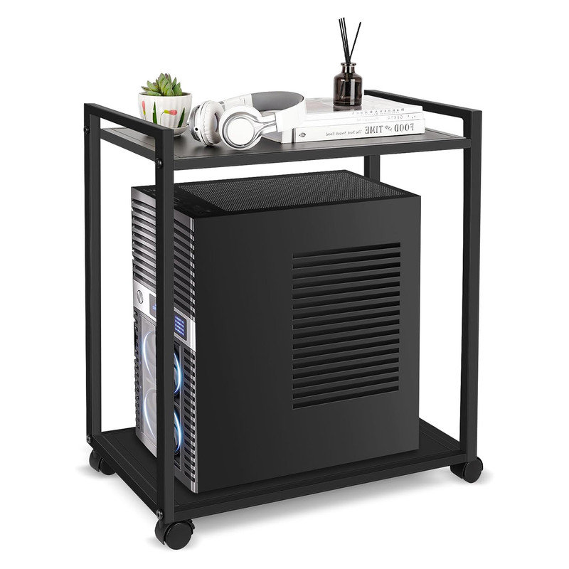 AMIZOY Computer Tower Stand, 2-Tier CPU Stand PC Stand with Lockable ...