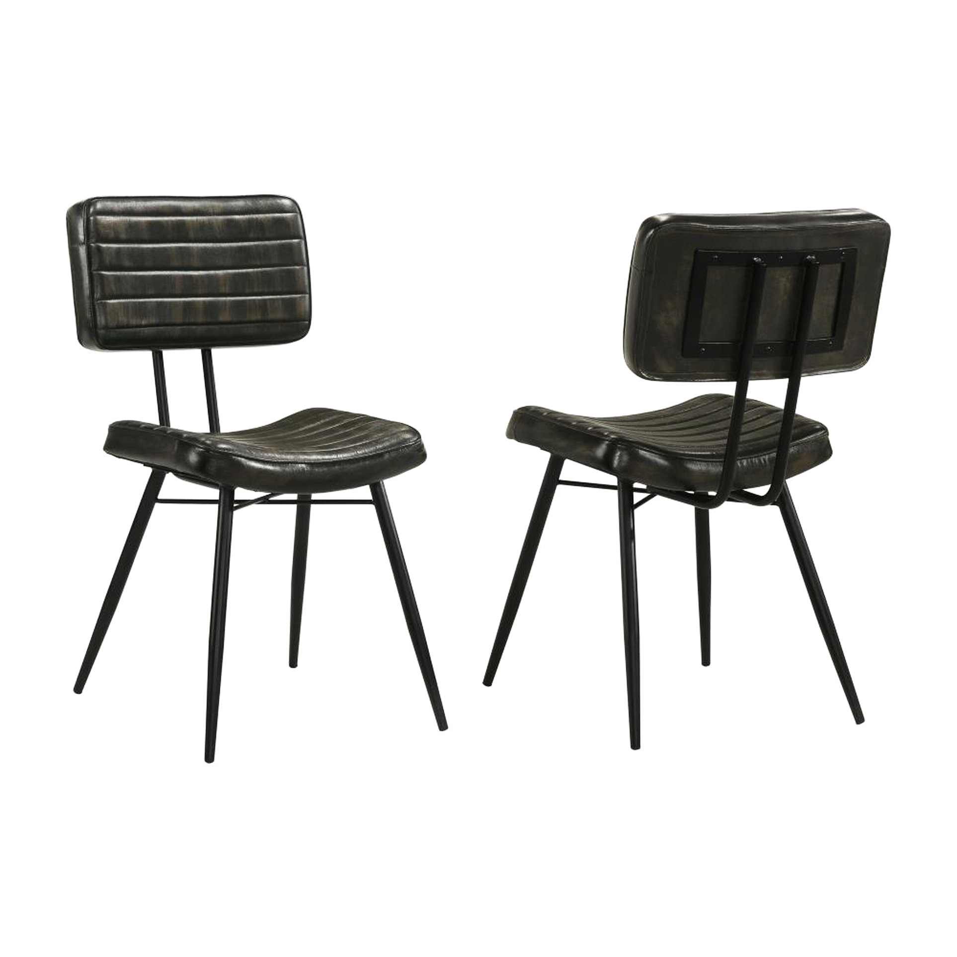 Hokku Designs Of 2 And Black Leather Dining Chairs. Handmade Leather ...