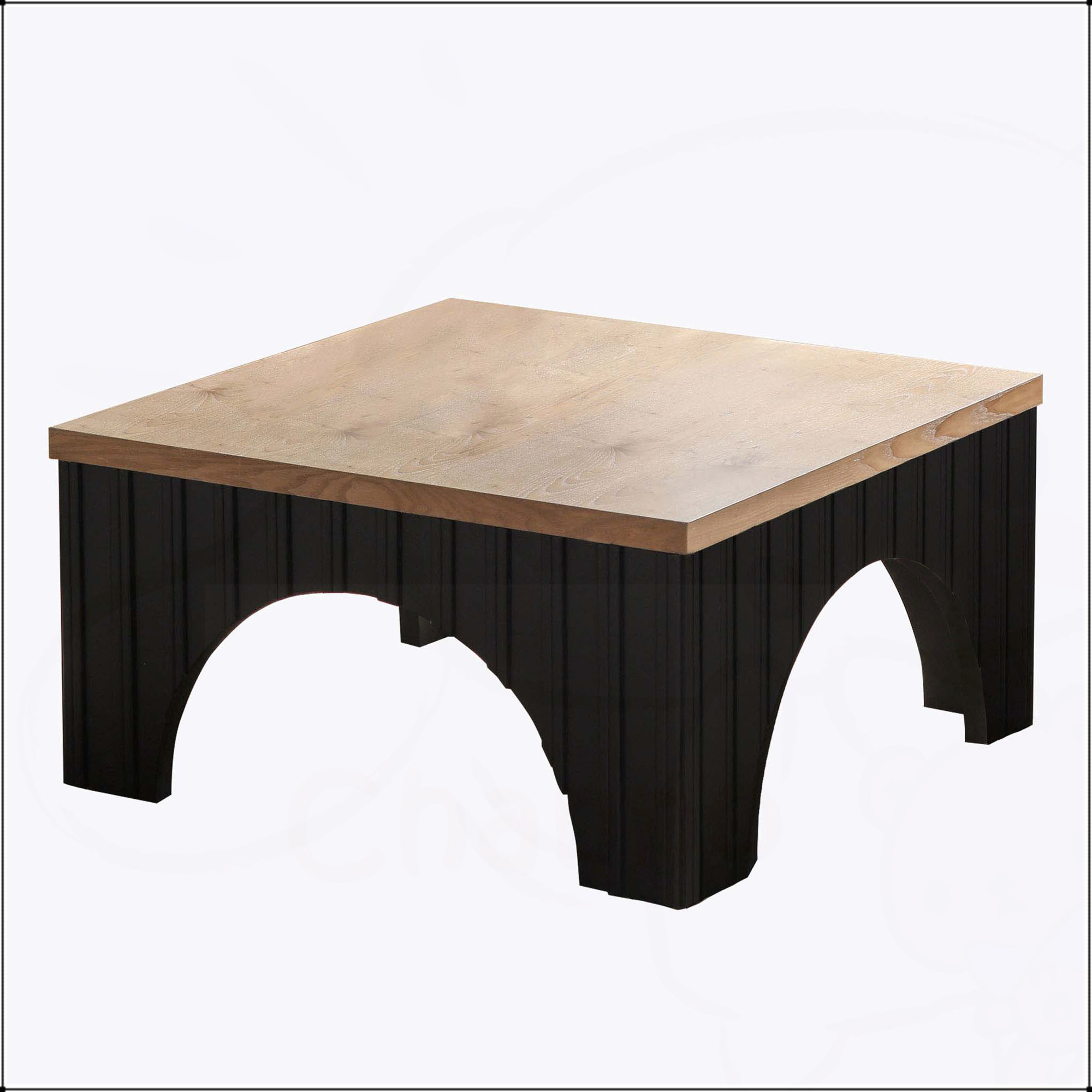 Ebern Designs Rustic Square Coffee Table with Natural Wood Grain and Bold Black Base, Perfect ...
