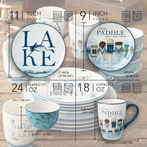 Certified International Wake at the Lake 16-Piece Ceramic Dinnerware ...