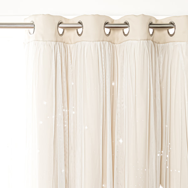 Mercer41 Night Sky Laser Punch Tulle Overlay Room Darkening Silver ...