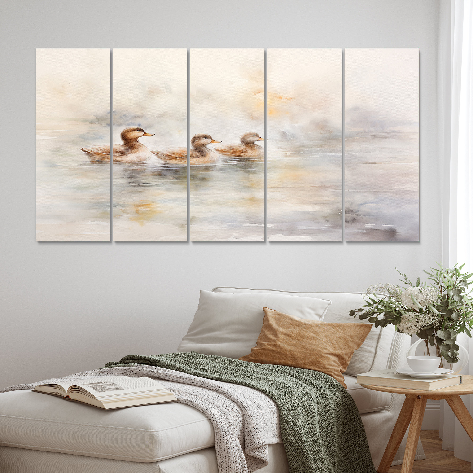 August Grove® Brown Ducks Swimming Misty Morning Lake I - Animal Duck ...