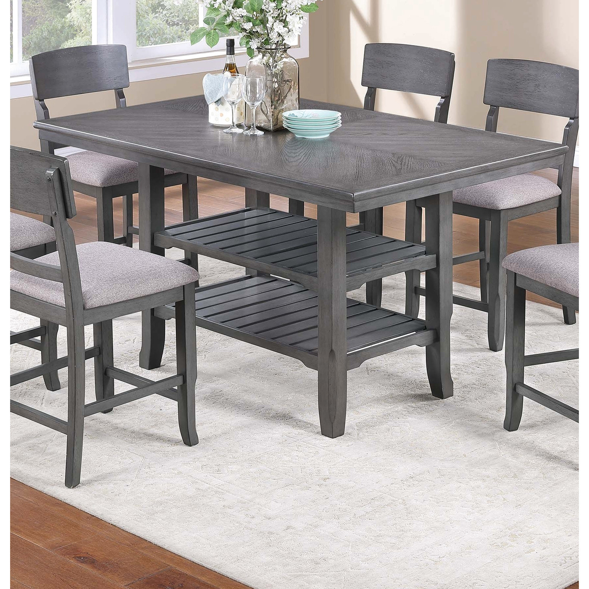 Kivaritio Gray 7pc Counter Height Dining , Classic And Transitional ...
